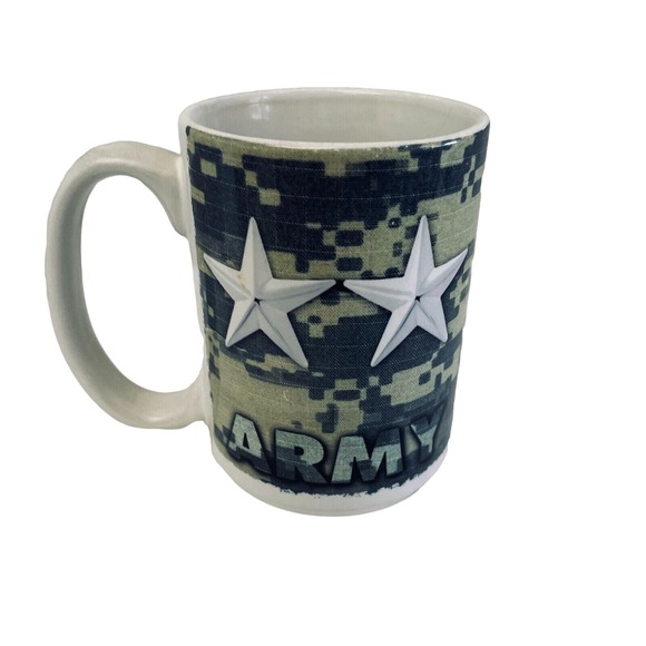 Coppa | Dining | Coppa Army Camo Mug Two Stars General Rank 4 2 ...